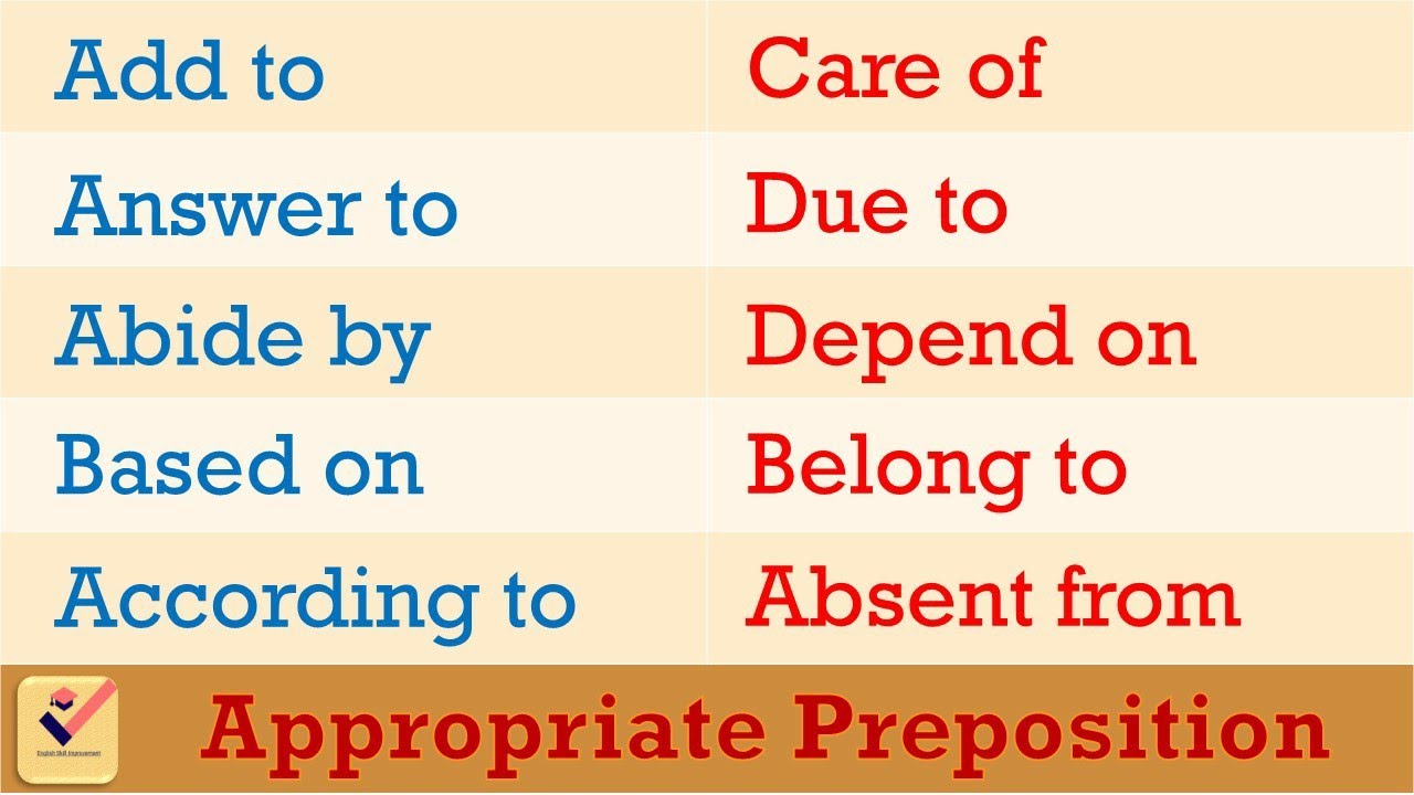 Appropriate Prepositions in English : 160+ important words with ...