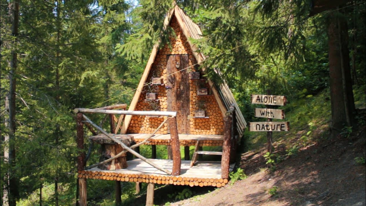 The final part of the construction of the house in the forest. DIY ...