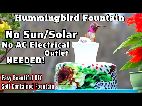How To Make Hummingbird ENDLESS Water Fountain NO Solar, Sun or AC Needed DIY Birdbath EASY PORTABLE