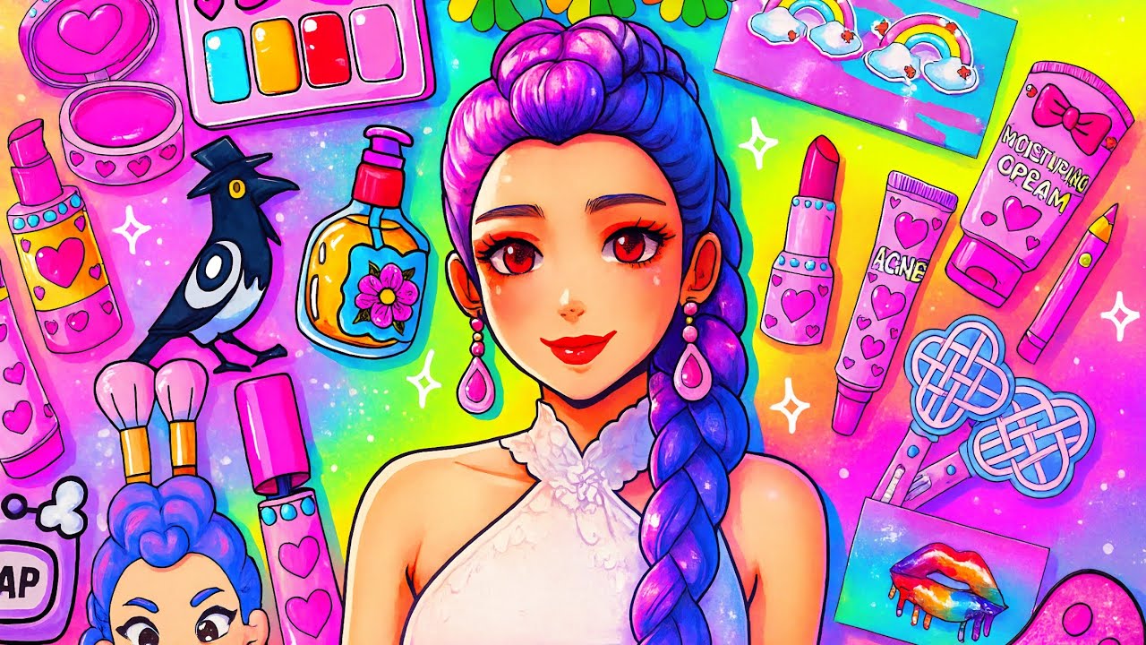 🌈Paper DIY🌈Rumi's KPop Inspired Paper Doll Makeup and Skin Care 💜🌈 ...