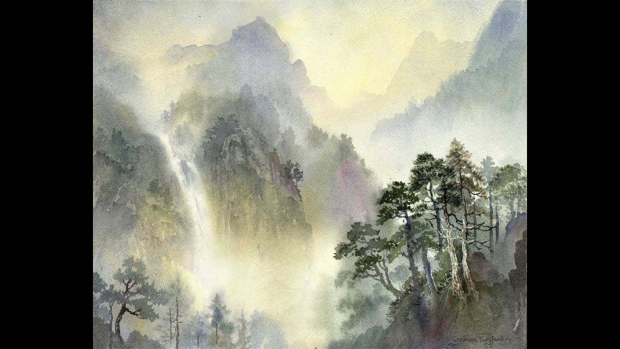 How to Paint a Waterfall in Waterclolour - 'Mist in the Mountains ...