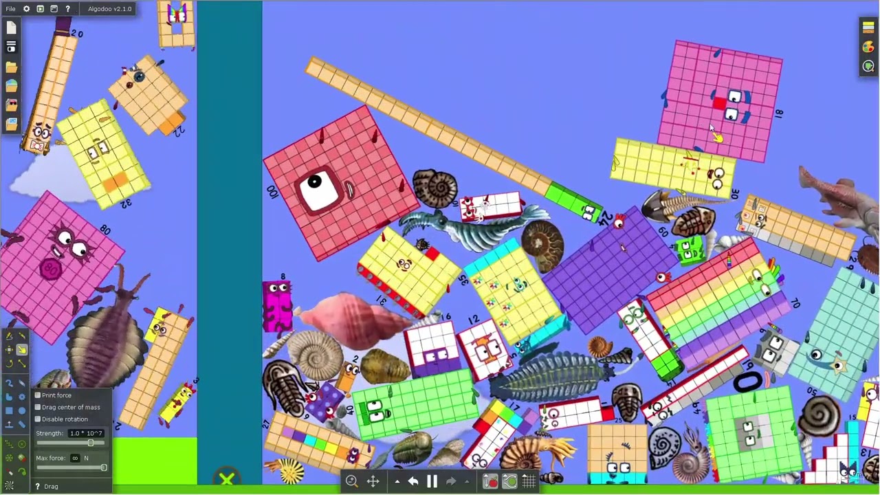 Algodoo foot rally Numberblocks vs Prehistoric animals. Who wins? - YouTube