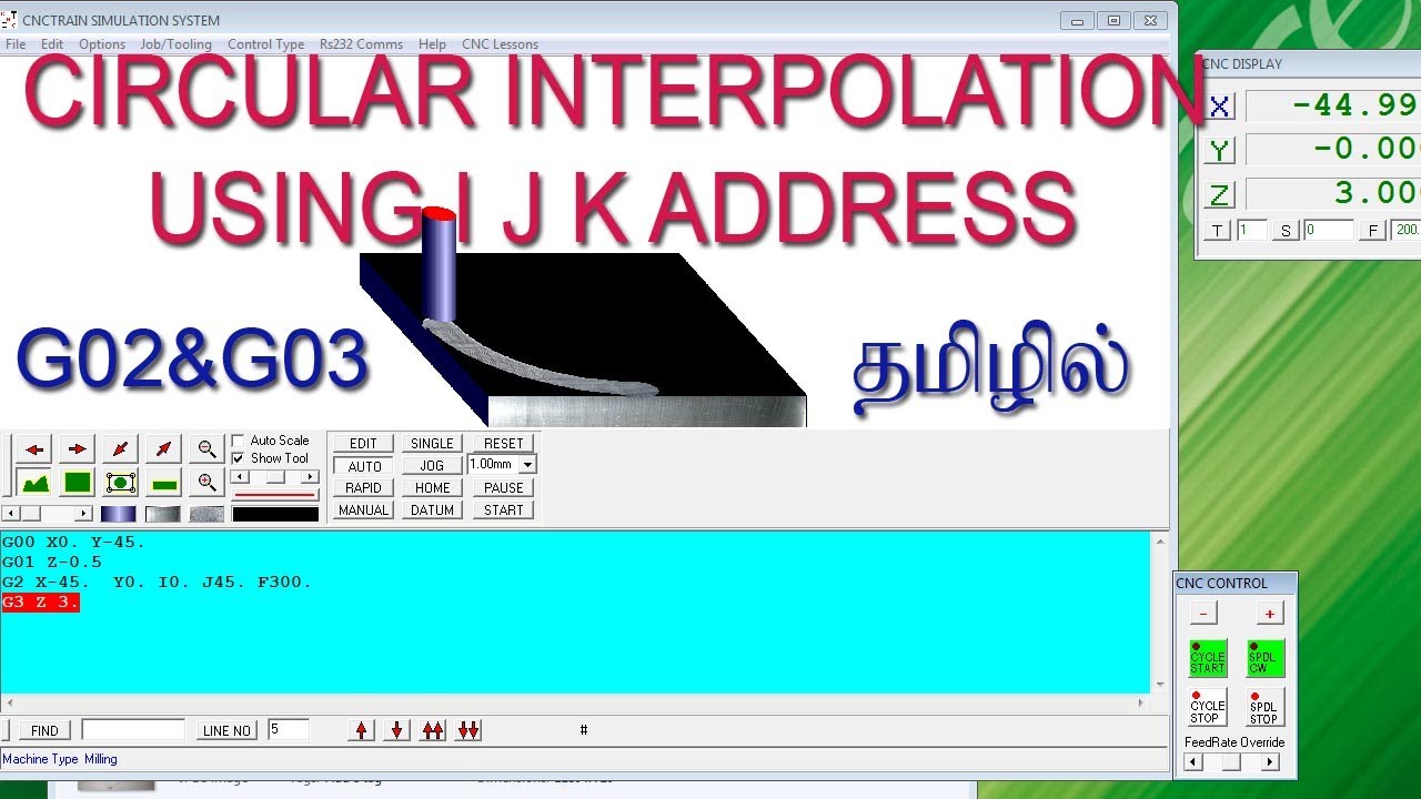 CNC PROGRAMMING OF ARCS | G02 AND G03 G CODES USING I J K IN TAMIL - YouTube