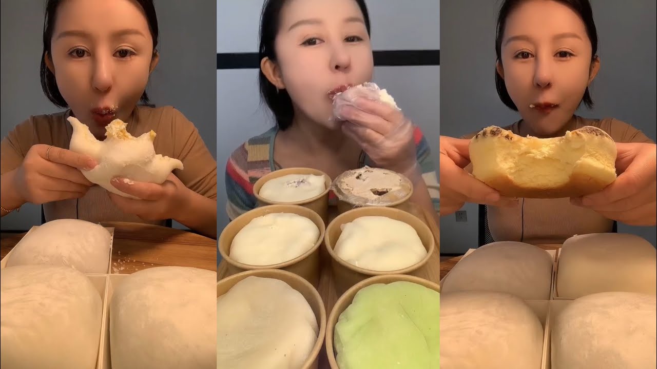 asmr mukbang - giant mochi and normal size mochi eating - YouTube