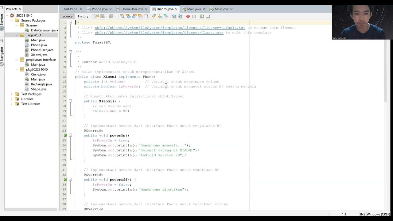 Penjelasan dan Contoh Program Java Interface, Nama: Wahid Yaminsyah ...