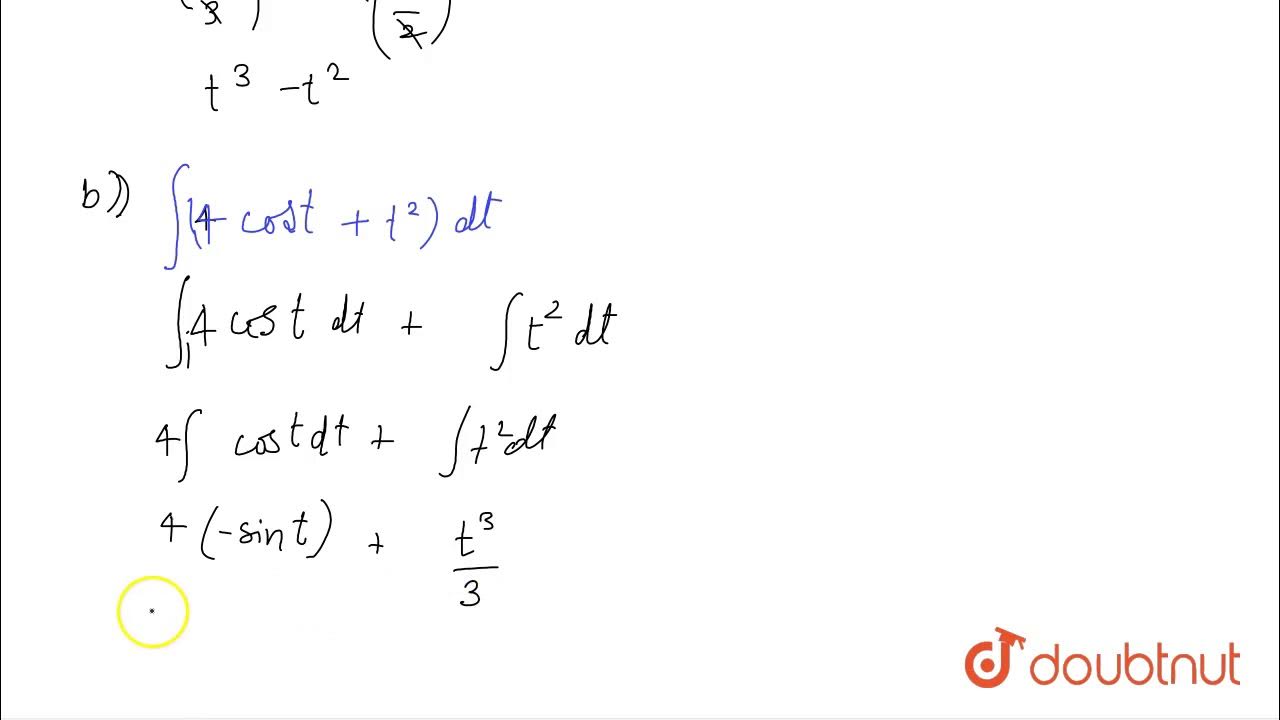 Integrate the following functions with respect to `t` - YouTube