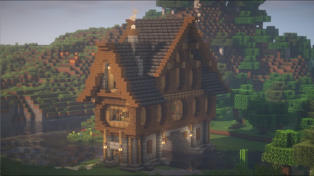 Minecraft - How to build big house over the river :) - YouTube