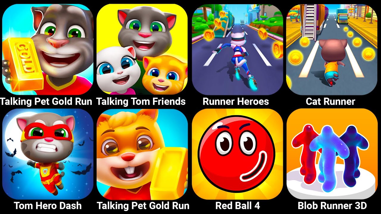 Talking Tom Friends, Tom Time Rush, Runner Heroes, Zombie Tsunami, Tom ...