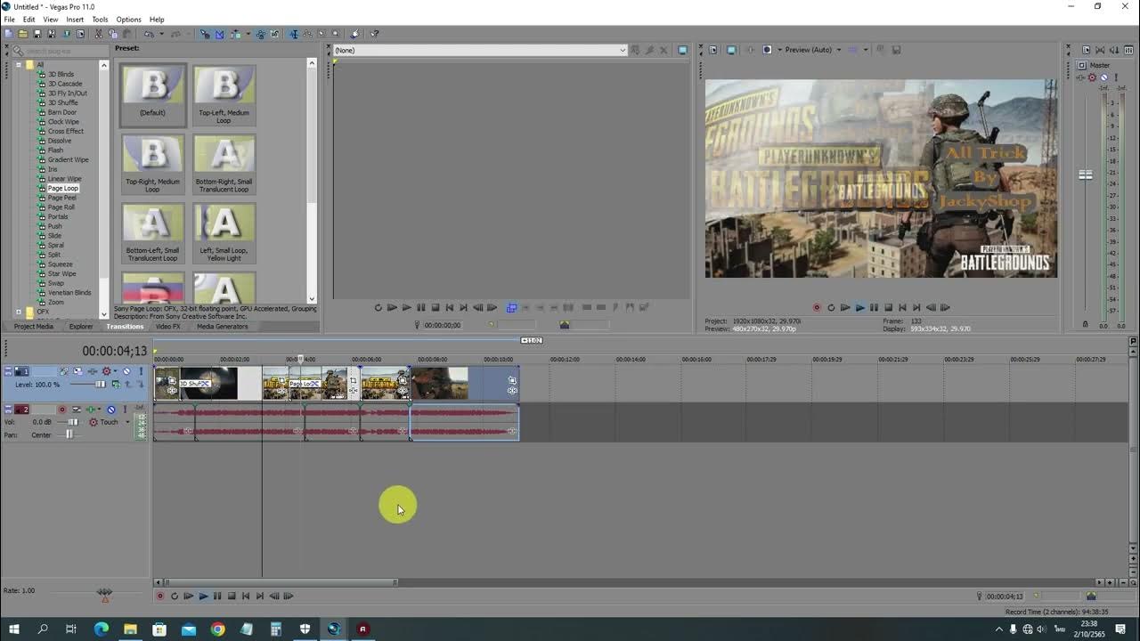 วิธีใส่ Transition Sony Vegas Pro 11 - YouTube