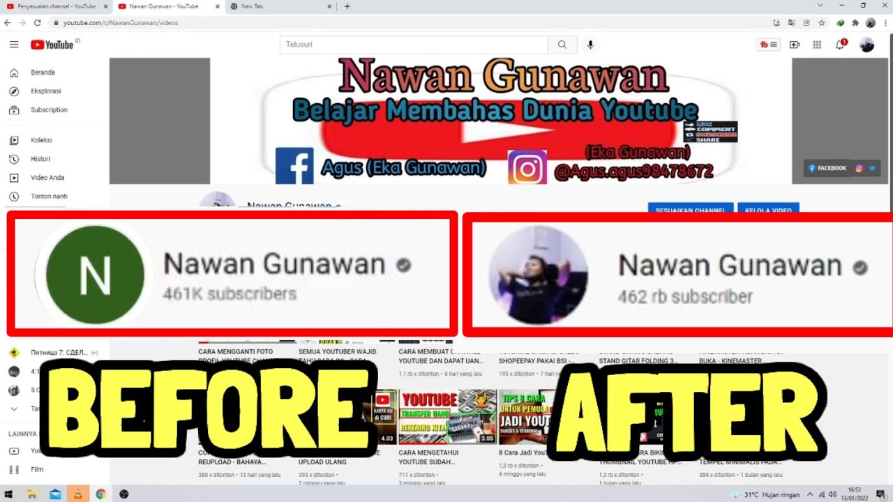 TUTORIAL CARA MENGUBAH FOTO PROFIL CHANNEL YOUTUBE DI PC/LAPTOP - YouTube