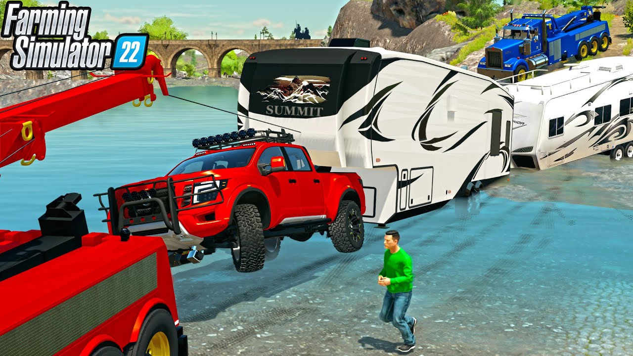 CAMPING REQUIRES HEAVY WRECKER (TOWING) | Farming Simulator 22 - YouTube