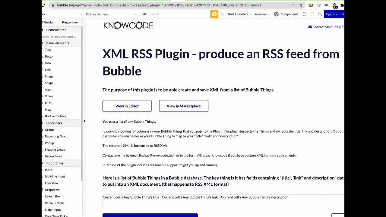 Convert Bubble lists to XML (RSS) in a Bubble.io plugin - YouTube
