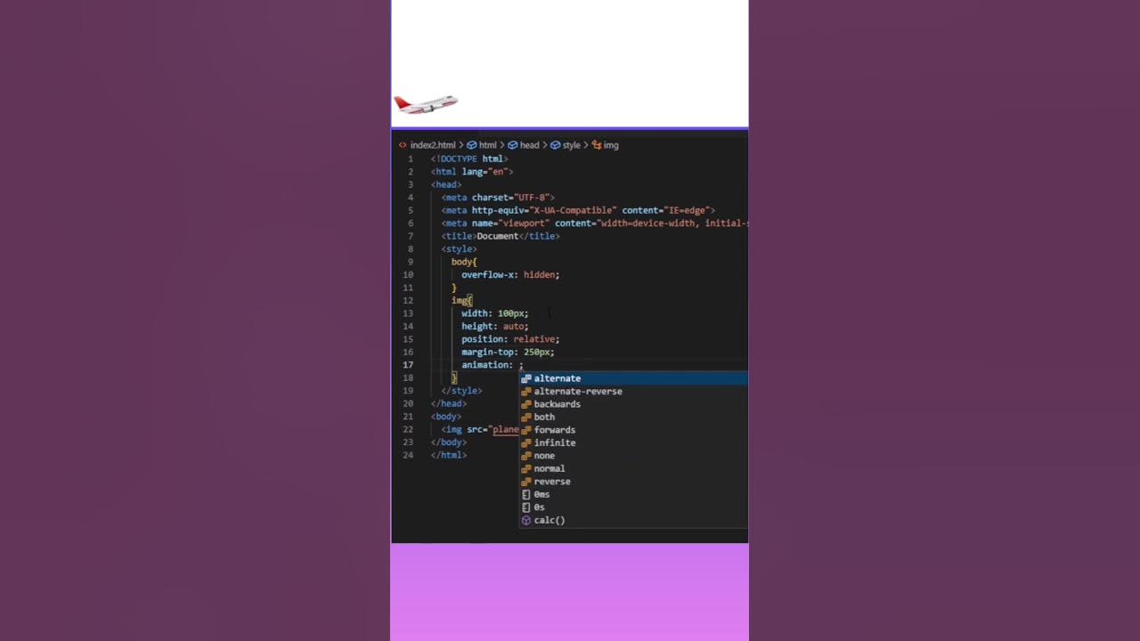 Flying ️ Airplane Using Css Animation Css Keyframes Youtube