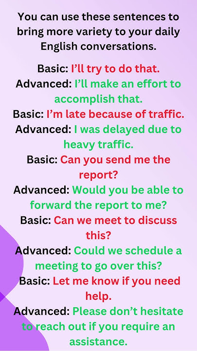 Basic Vs Advanced English Sentences For Communication Spoken English For Beginner