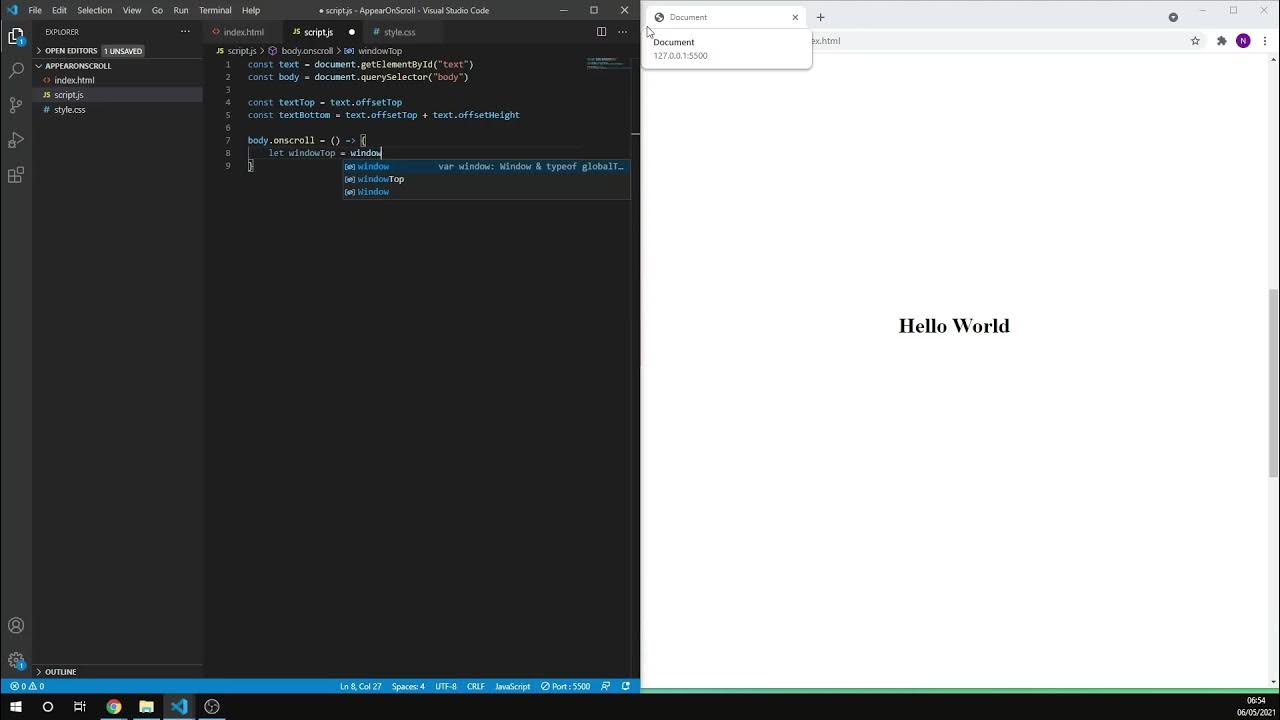 How To Make Text Appear When In View - JavaScript - YouTube