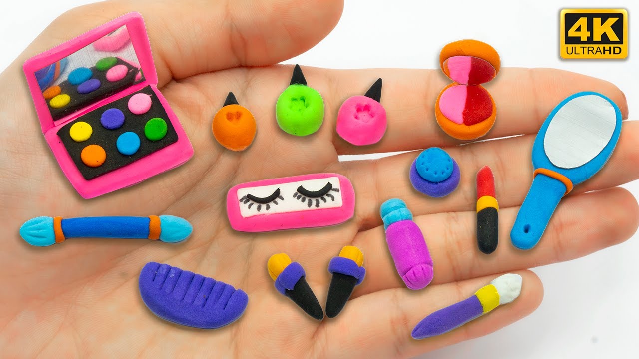 DIY How To Make Polymer Clay Miniature Makeup Set With Comb, Eyeshadow ...