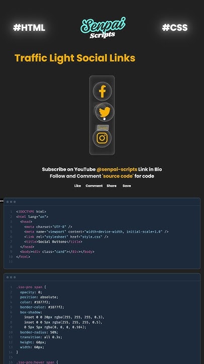 Traffic Light Social Icons UI – Animated & Modern Web Design | HTML & CSS - YouTube