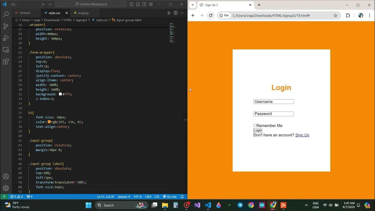 HTML, CSS & Javascript Project 19: 'Login And Registration Form 3' Created by Trishanth Kumar ...