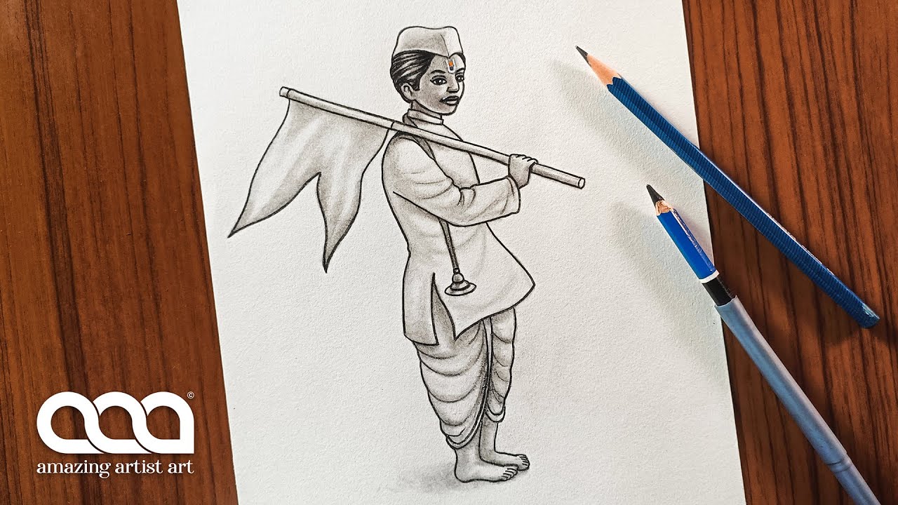 Varkari Drawing | Pandharichi Vari Drawing | आषाढी एकादशी Special ...