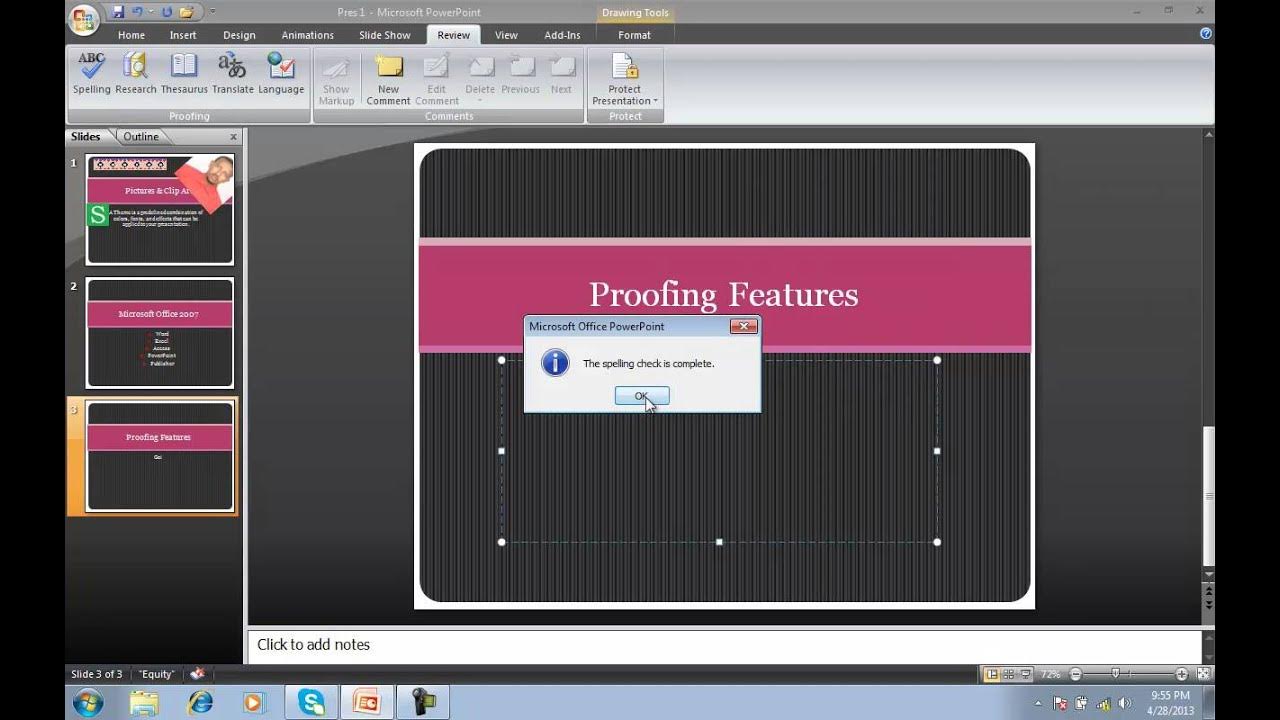 Lesson 08 Proofing Features - Microsoft Power point 2007 - Sahalsoftware - YouTube