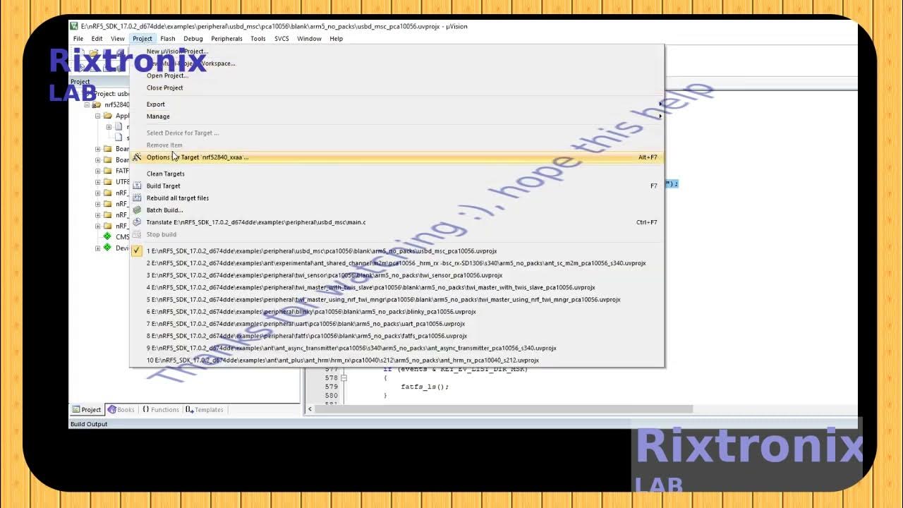 Uploading hex code nRF52840 Keil Easy J Link - YouTube