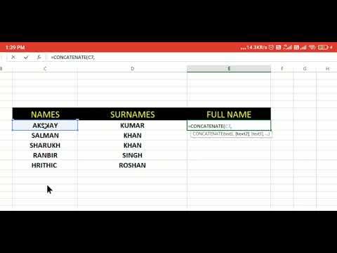 Excel functions, use of CONCATENATE Function. - YouTube