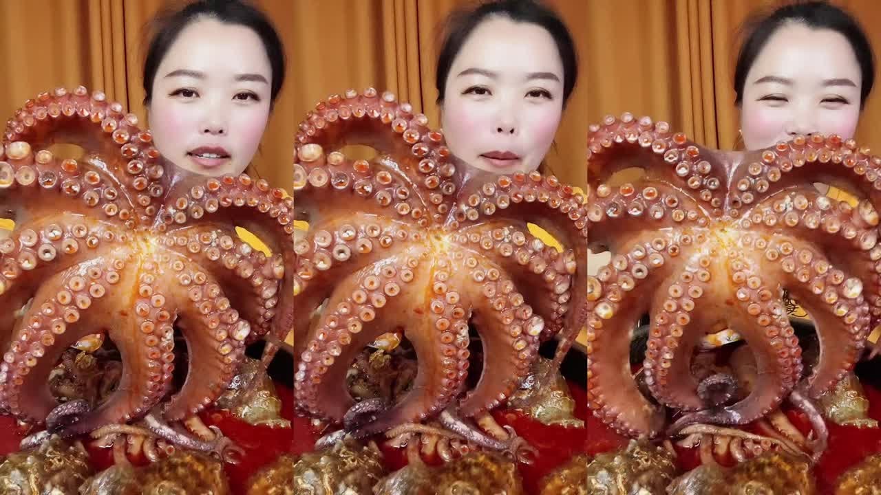 Asmr Spicy Seafood Boil Crab Octopus Scallop Enoki Mushroom 42