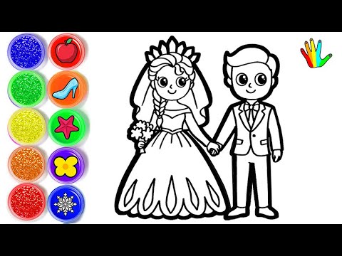 How to Draw a Bride and Groom for Kids – Wedding Drawing and Coloring ...