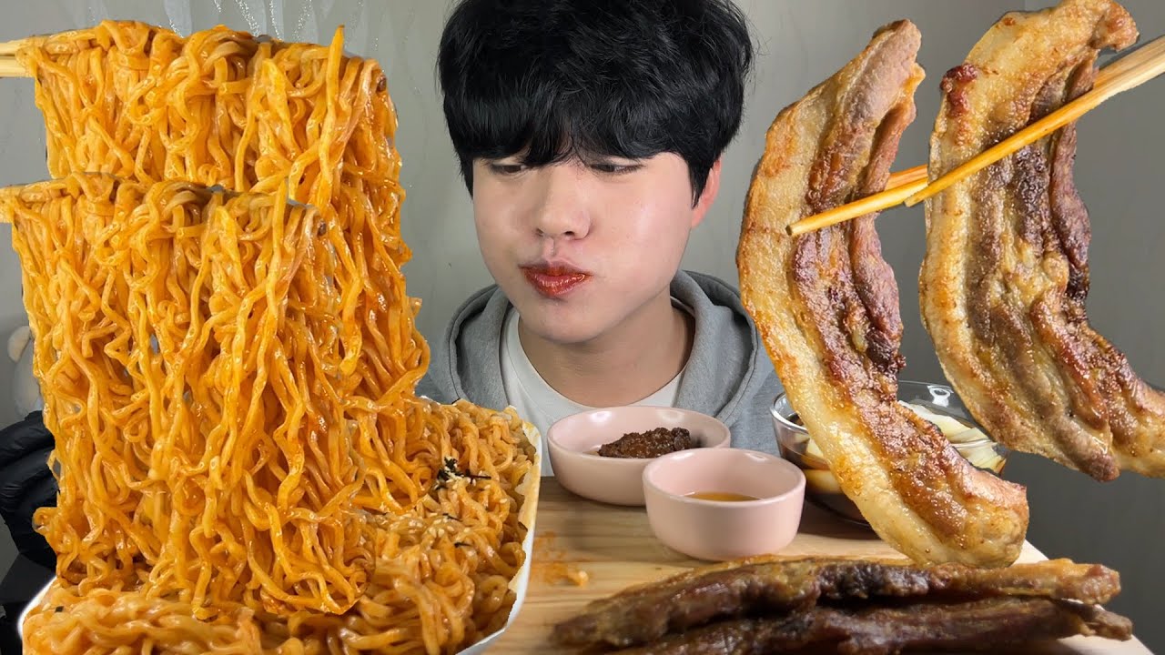 이 조합 못 참아~불닭볶음면🔥과 삼겹살🍖먹방 I can’t stand this combination Buldakbokkeummyeon and pork belly ...