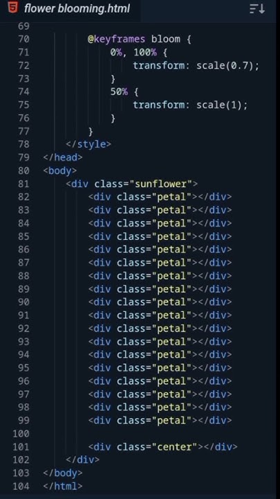 Flower Blooming html css code|#learnhtml5andcss3#Youtubeshorts#viralvideo#coding#coding ...