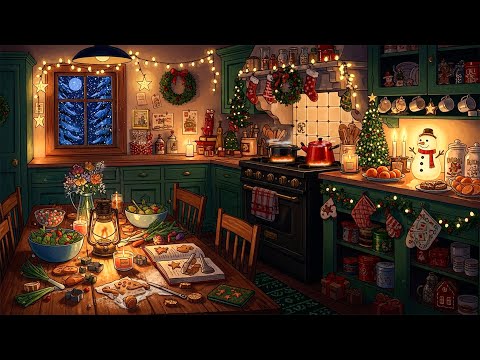 Winter Snowy Night and You’re Listening to Vintage Music in a Cozy Cottage Kitchen | Blizzard Sounds
