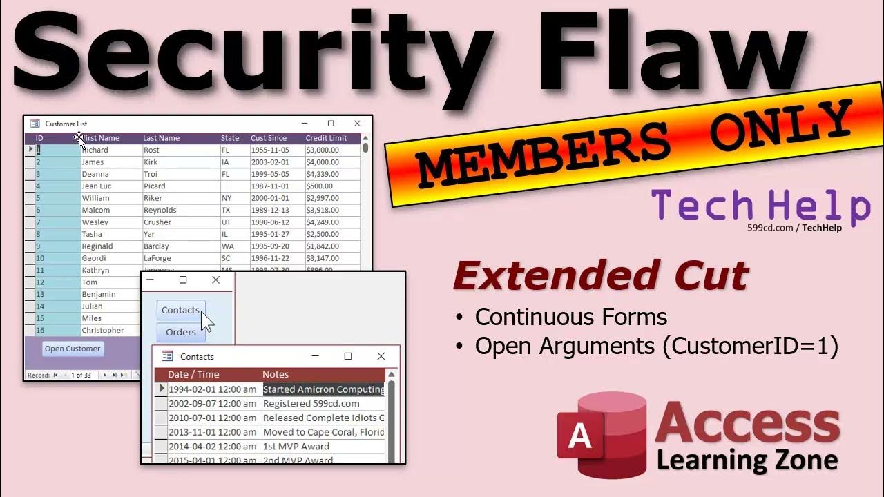 Security Flaw w Linked Tables in MS Access MEMBERS ONLY EXTENDED CUT - Cont Forms, OpenArgs ...