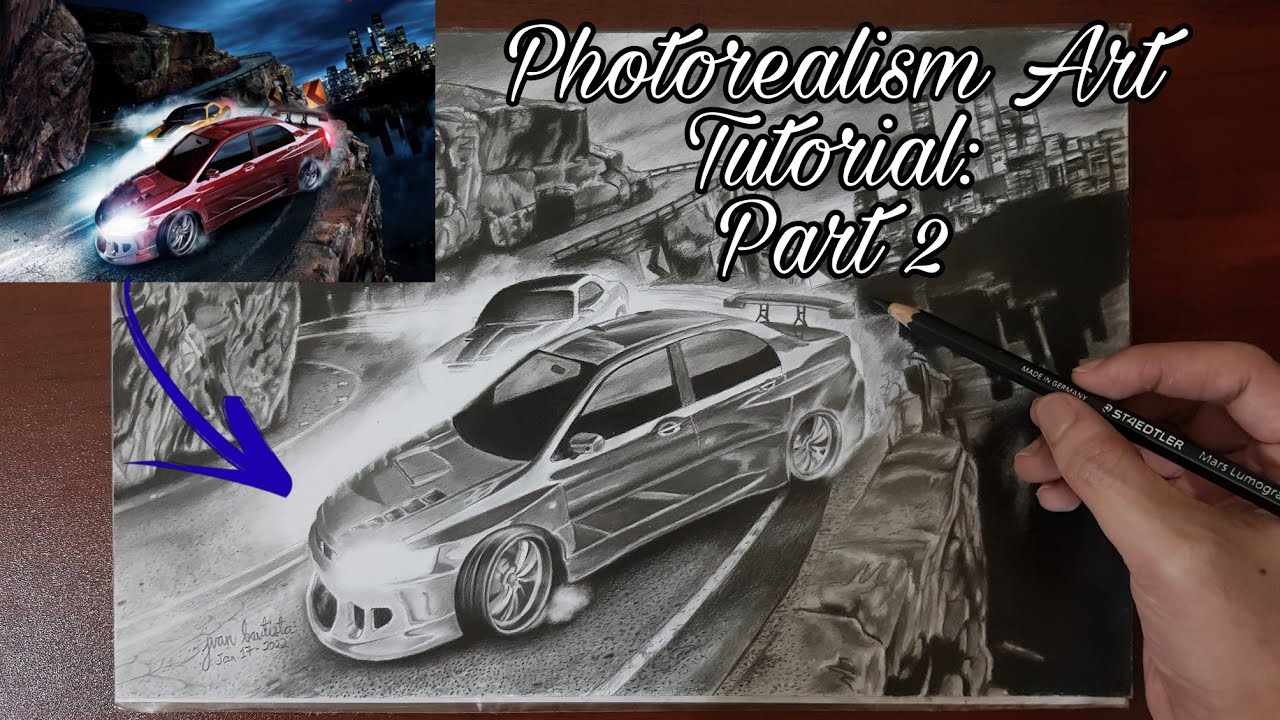 Realistic Car Drawing: Mitsubishi Lancer Evo from #nfscarbon with # ...