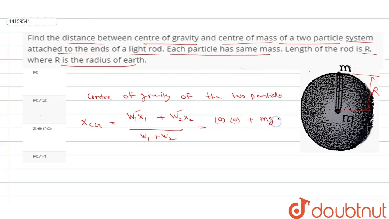 Find the distance between centre of gravity and centre of mass - YouTube