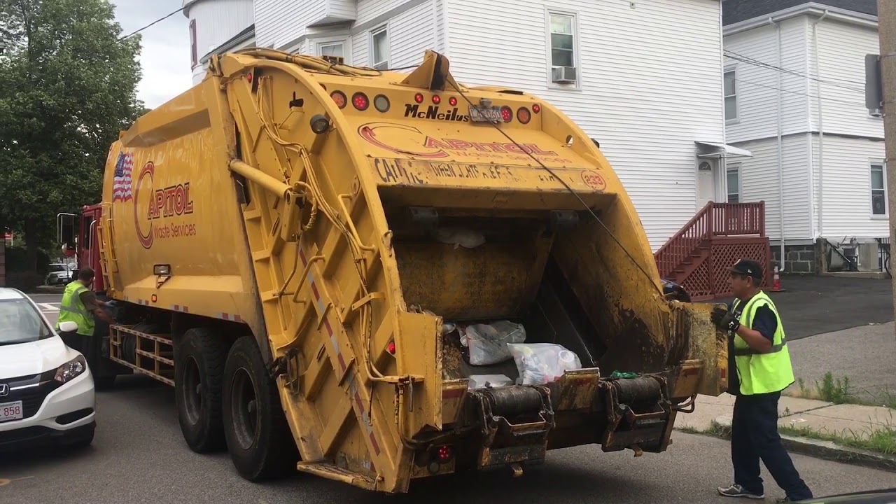 Capitol Waste Mack MR McNeilus XC RL 233 in Allston - YouTube