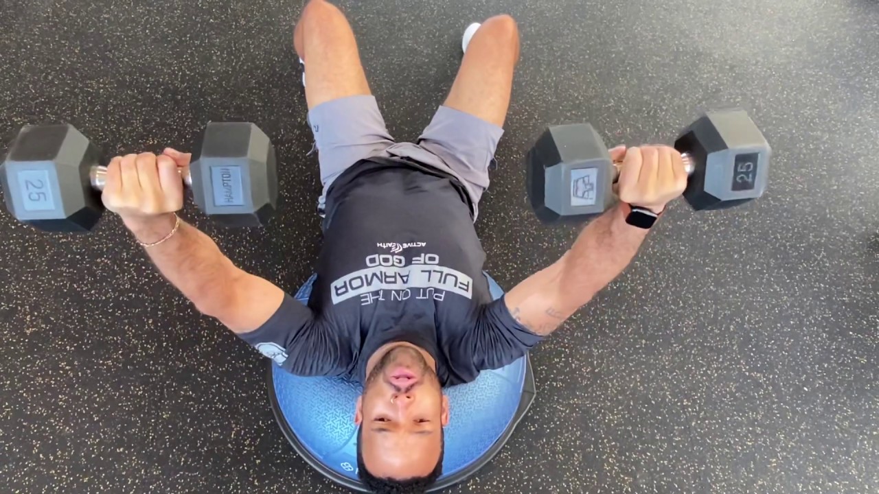 Bosu Dumbbell Press For Beginners - YouTube
