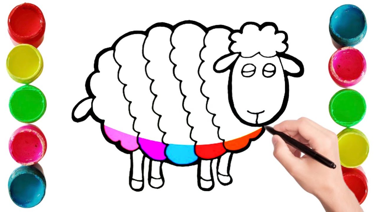 How to draw and Color a Sheep | Easy drawing step by step for kids ...