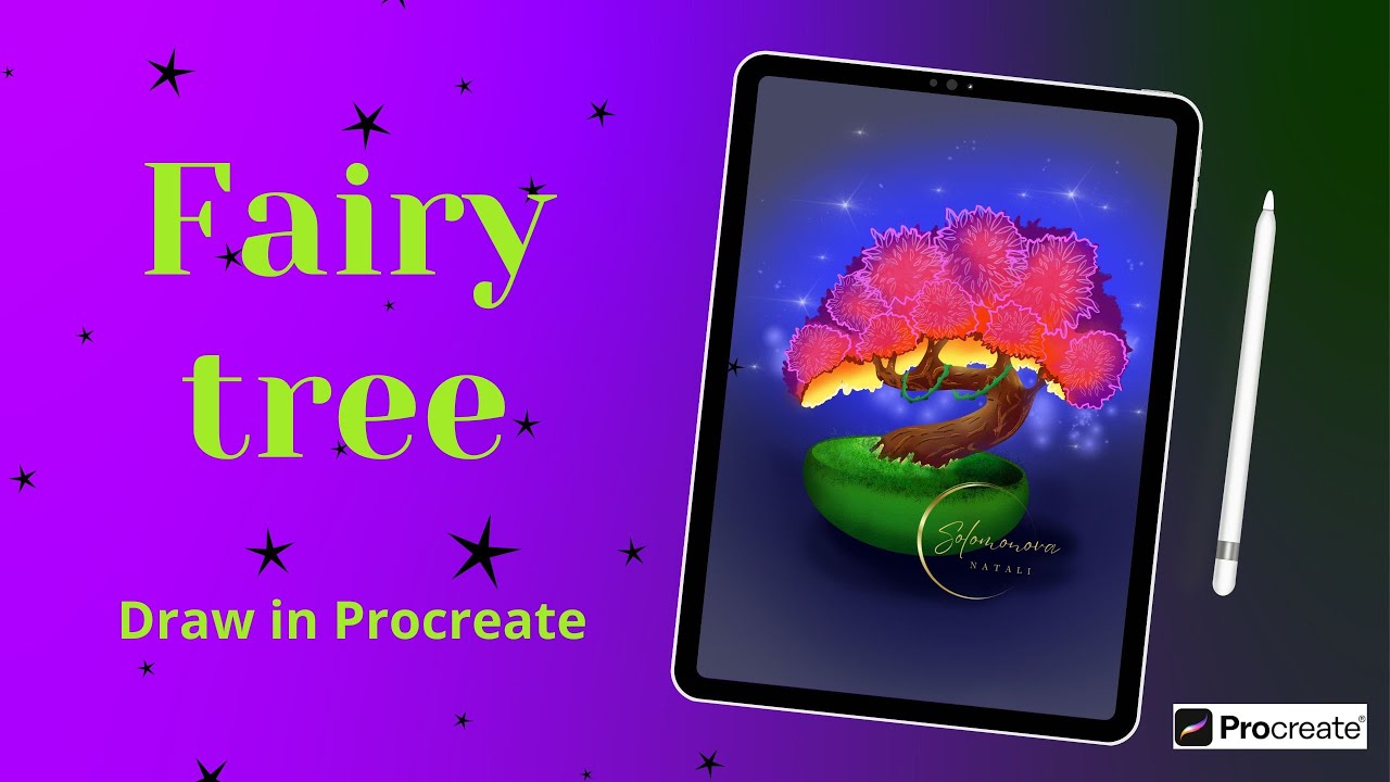 We draw a fairy tree in the Procreate - YouTube