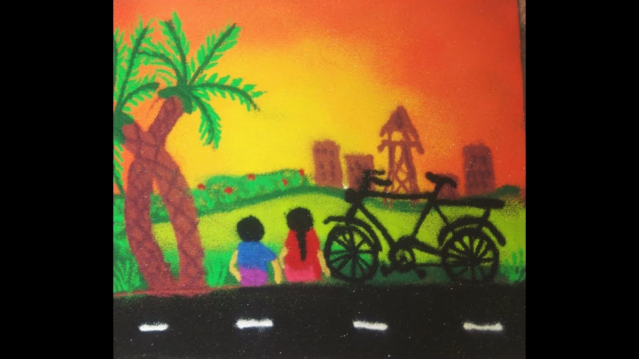 Beautiful scenery Rangoli🌼||Must watch|| - YouTube