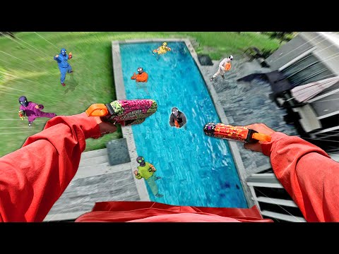 Let's Battle Nerf Gun To See WHO IS THE BEST SuperHero in Spider-man's House ( Fighting POV )