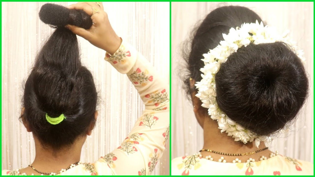 juda hairstyle with gajra || wedding hairstyle || simple hairstyle ...