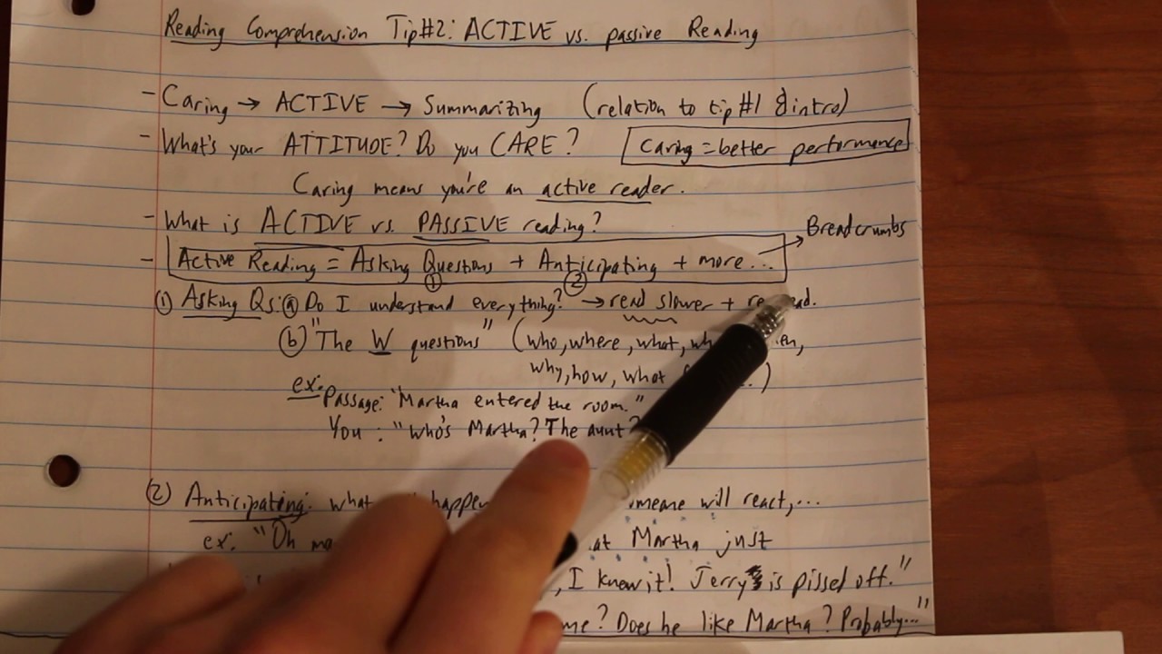 3.3 Reading Comprehension Tip #2: ACTIVE vs. passive Reading - YouTube