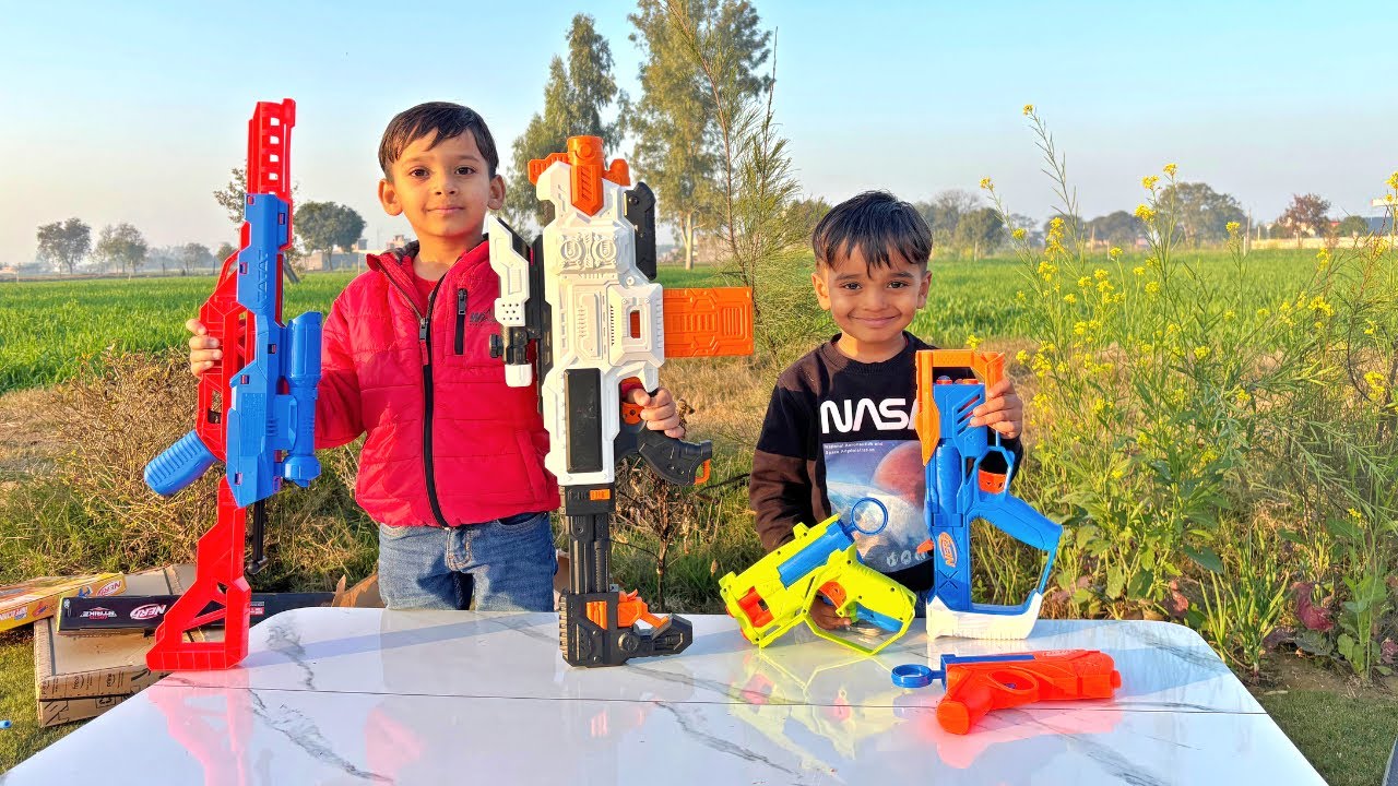 Kids Unbox Nerf Gun Toys Collection | Fun Playtime at Playground | CN ...
