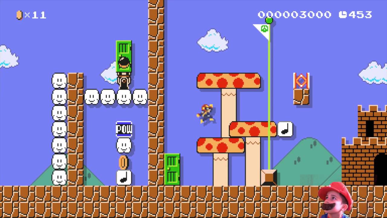 Mario plays Super Mario maker - Jojo Kid Friendly Gamer - YouTube
