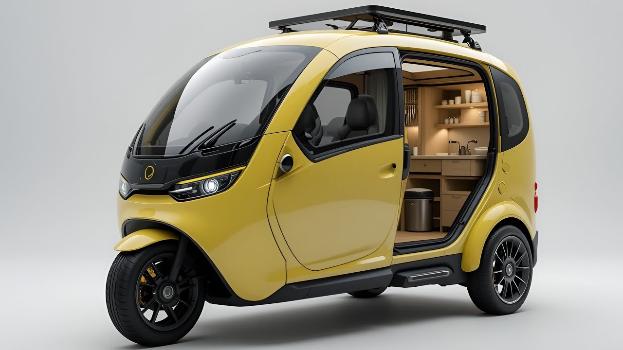 "2025 Mint Yellow Electric Trike Camper – The Coolest Tiny RV Yet ...