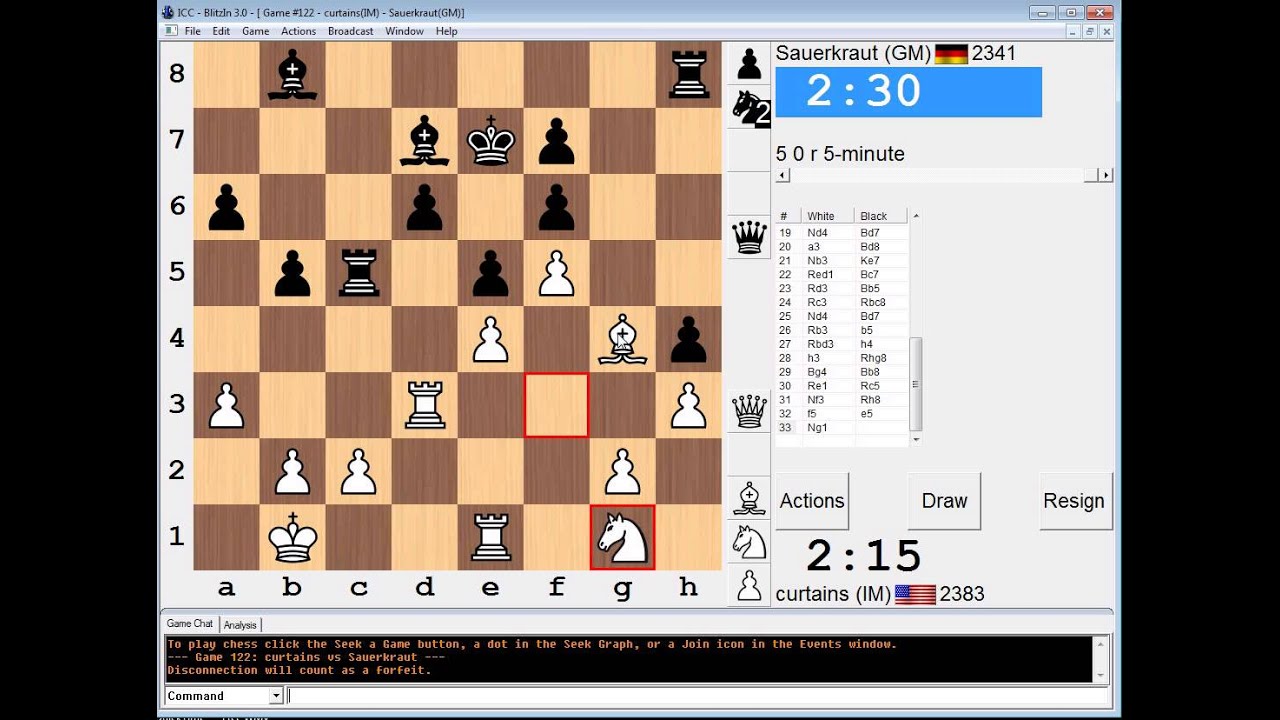 5 minute chess #122: IM Greg Shahade vs GM Slavko Cicak - Classical ...