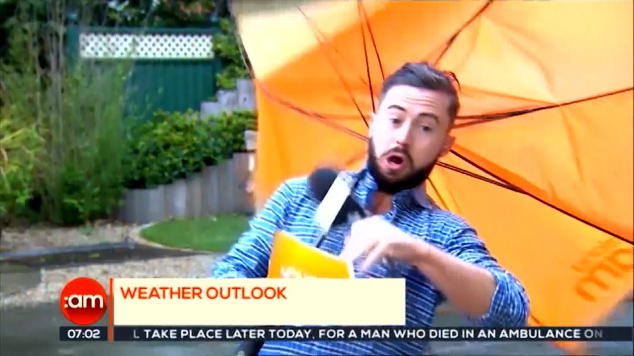 Watch as TV Weatherman Gets Blown Away by Unexpected Gust of Wind - YouTube