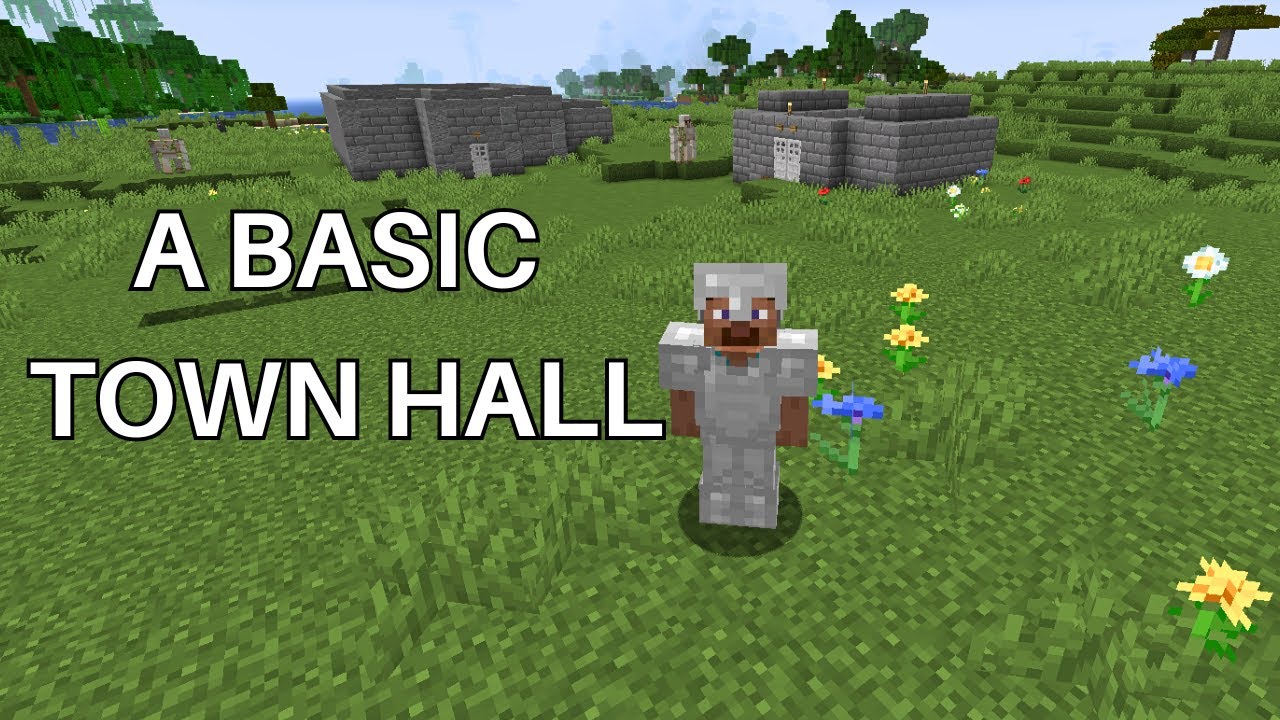 Minecraft Survival - A Basic Town Hall - No Commentary - YouTube