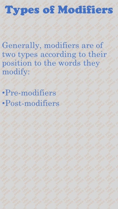 Types of Modifiers (English Grammar) - YouTube