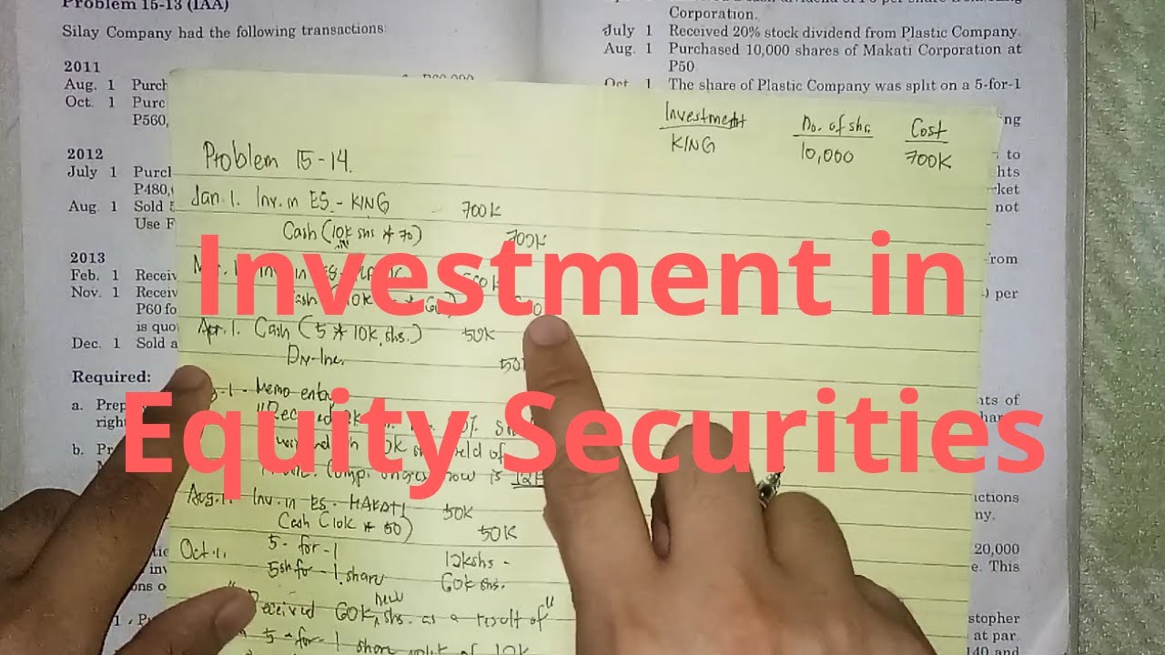 Problem Solving - Investment in Equity Securities (Part 1) - YouTube